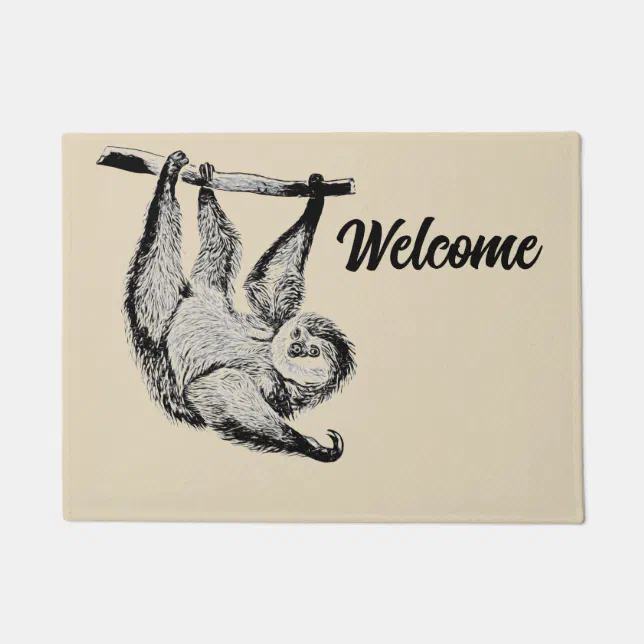 vintage friendly sloth - welcome doormat | Zazzle