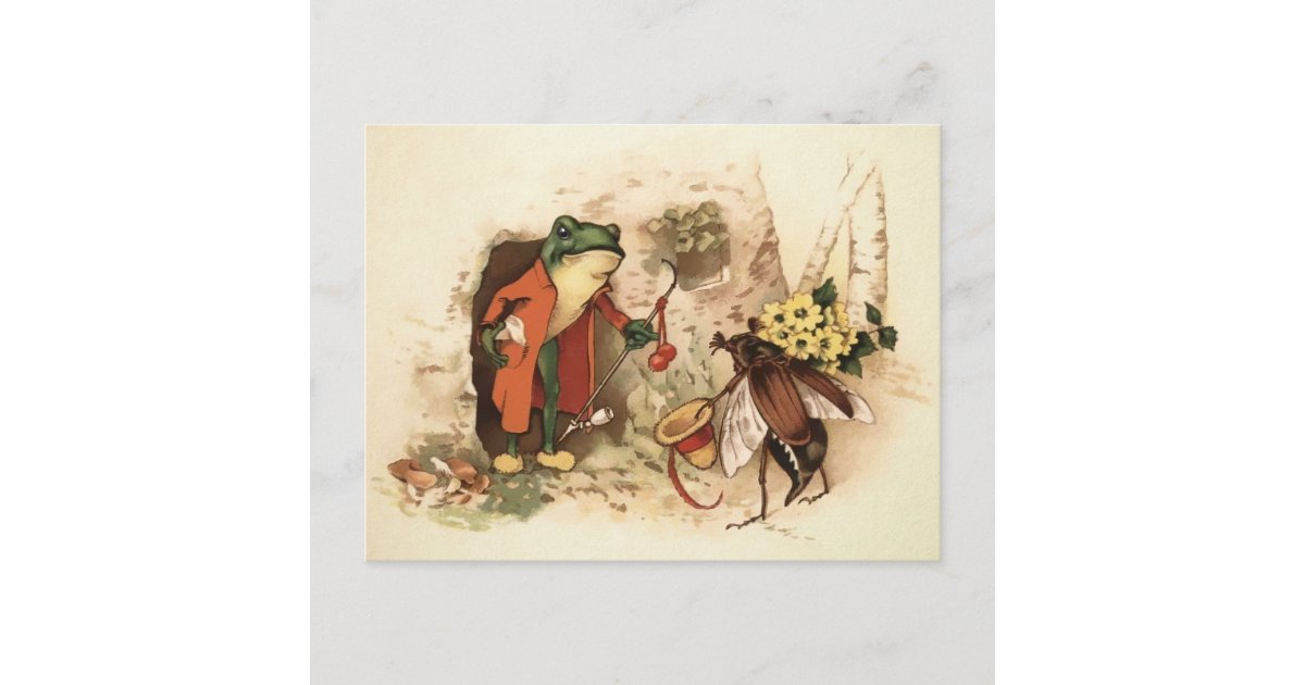Vintage Frog and Bug Postcard | Zazzle