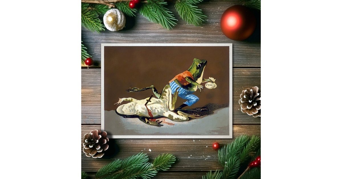 Vintage Frog Murder Christmas Card | Zazzle