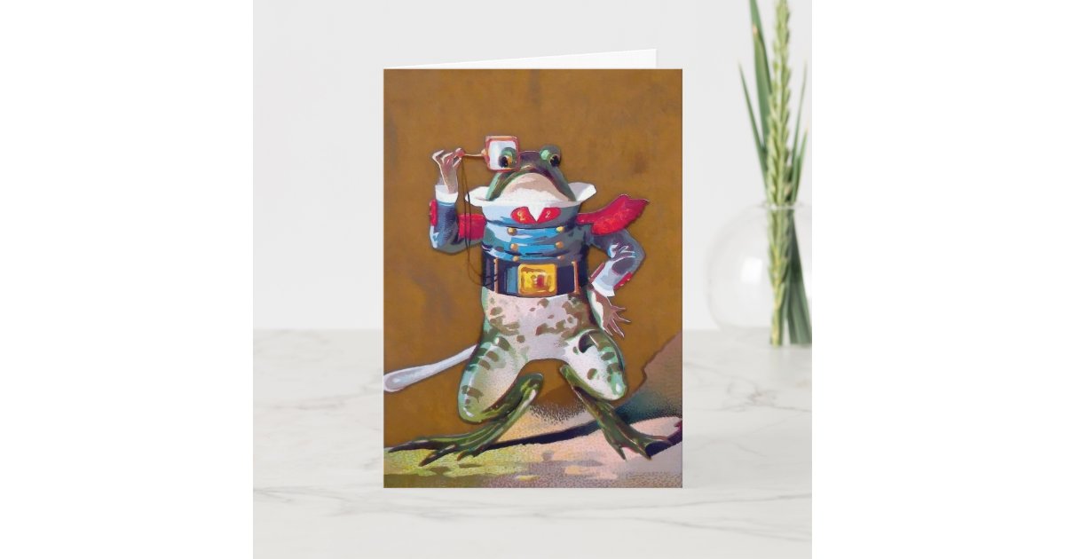 Vintage Frog with Monocle Customizable Card | Zazzle
