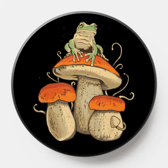Vintage Frog With Mushrooms Cottagecore PopSocket | Zazzle