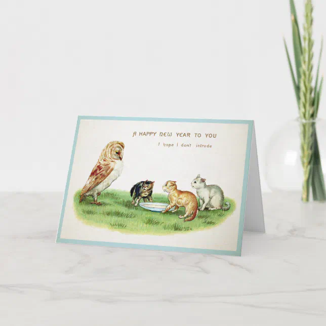 Vintage Frogs New Year Card | Zazzle