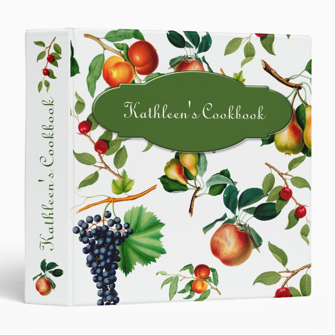 Vintage Fruit Cookbook 3 Ring Binder | Zazzle