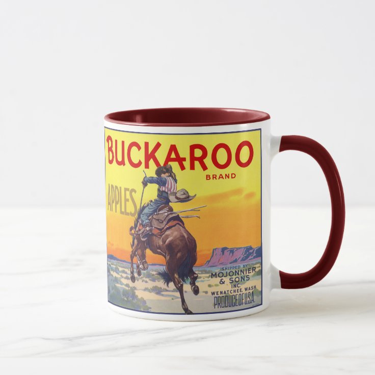 Vintage Fruit Crate Label Art, Buckaroo Apples Mug | Zazzle
