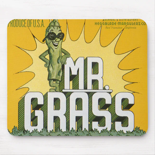 Vintage Fruit Crate Label Art Mr. Grass Asparagus Mouse Pad | Zazzle