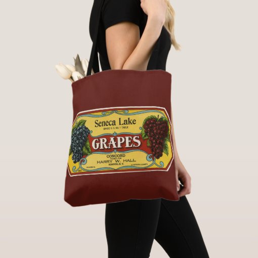 Vintage Fruit Crate Label Art, Seneca Lake Grapes Tote Bag | Zazzle