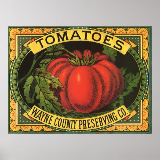 Vintage Fruit Crate Label Art, Wayne Co Tomatoes Poster | Zazzle.com