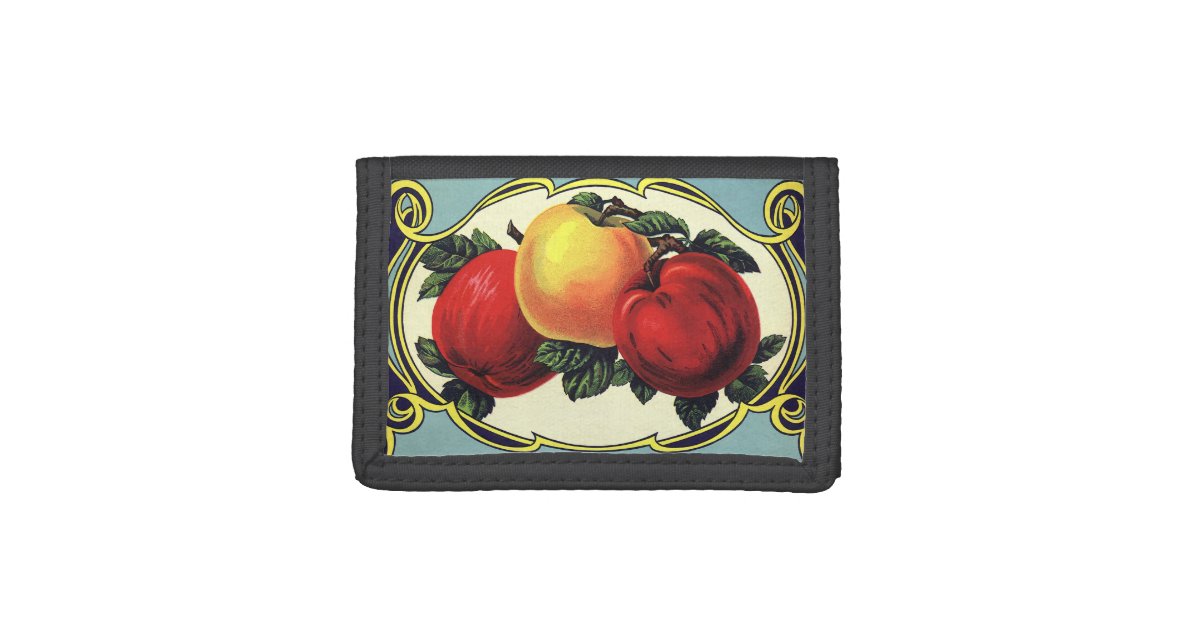 Vintage Fruit Crate Label Art Yakima Valley Apples Trifold Wallet | Zazzle