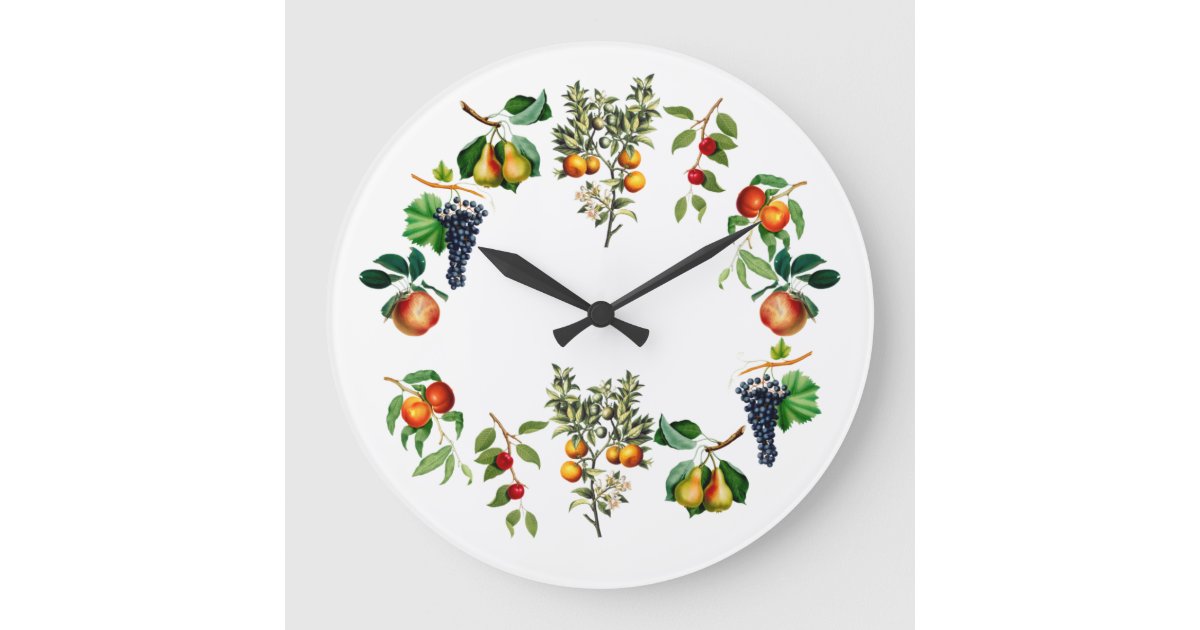 Vintage Fruit Large Clock | Zazzle