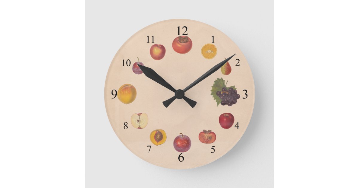 Vintage Fruits Wall Clock | Zazzle