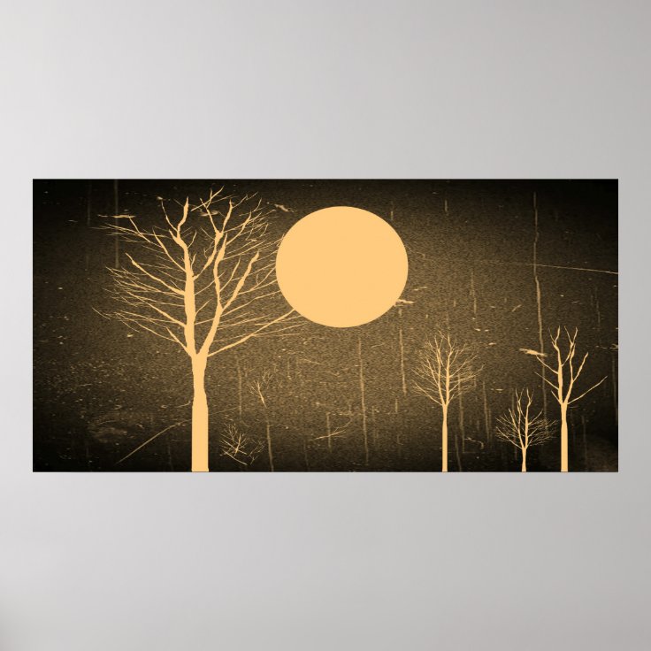 Vintage Full Moon Night Poster | Zazzle