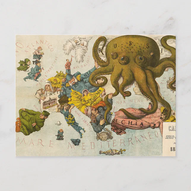Vintage Funny Map of Europe Postcard | Zazzle