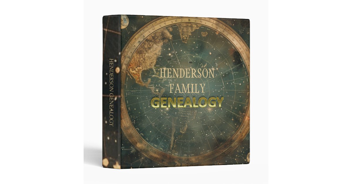 Vintage Galaxy Blue Genealogy Family Tree 3 Ring Binder | Zazzle