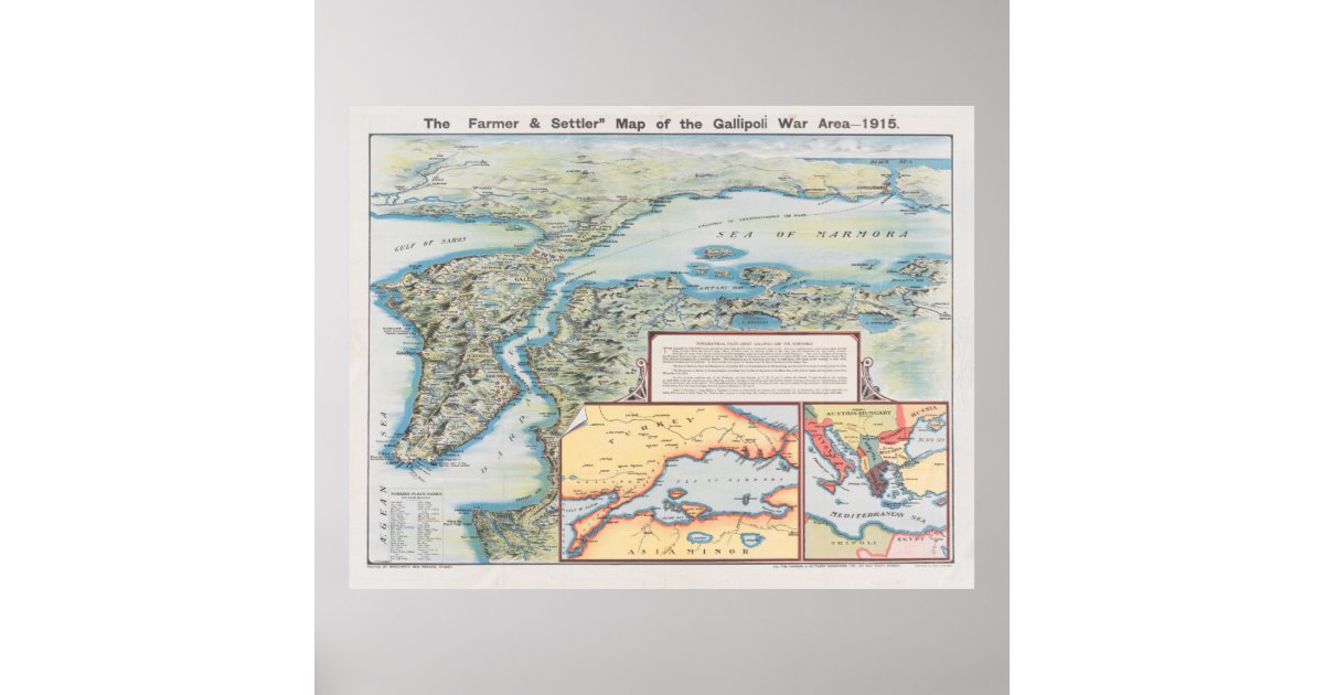 Vintage Gallipoli Campaign Map (1915) WWI Poster | Zazzle