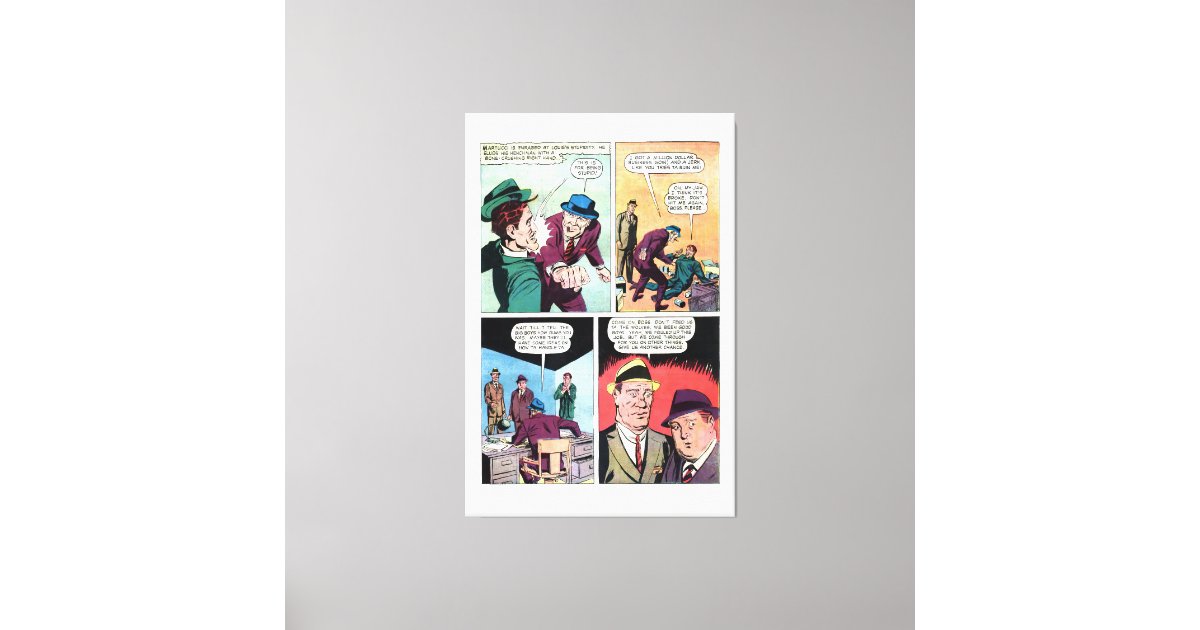 Vintage Gangster Comics Mob Boss Beats Up Henchman Canvas Print | Zazzle