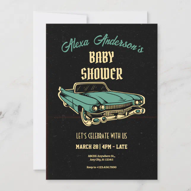 Vintage Garage Car baby shower Invitation | Zazzle