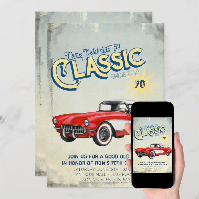 Vintage Garage Poster Party Invitation | Zazzle