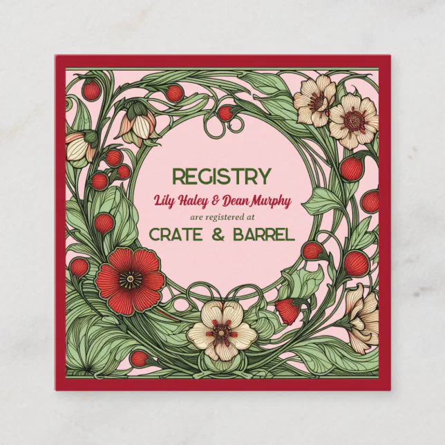 Vintage Garden Art Nouveau Wedding Enclosure Card | Zazzle