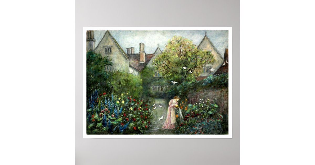 Vintage Garden at Kelmscott Manor by M. Stillman Poster | Zazzle