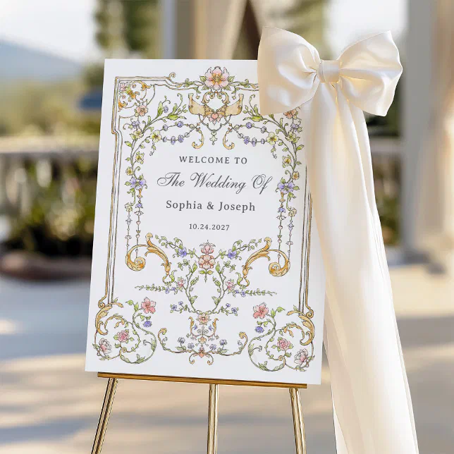 Vintage Garden | Colorful Luxe Wedding Welcome Foam Board | Zazzle