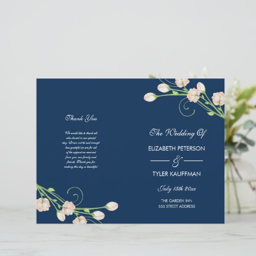Vintage Garden Roses - wedding program | Zazzle