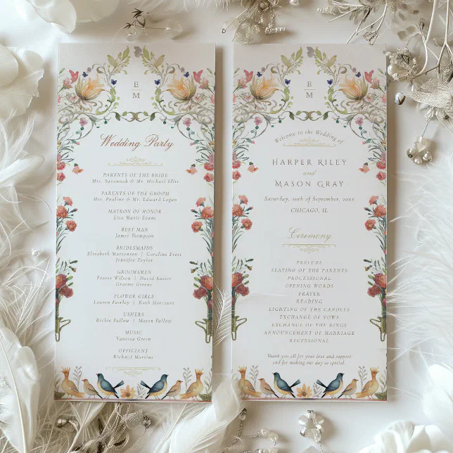 Vintage Garden Wedding Ceremony Program | Zazzle