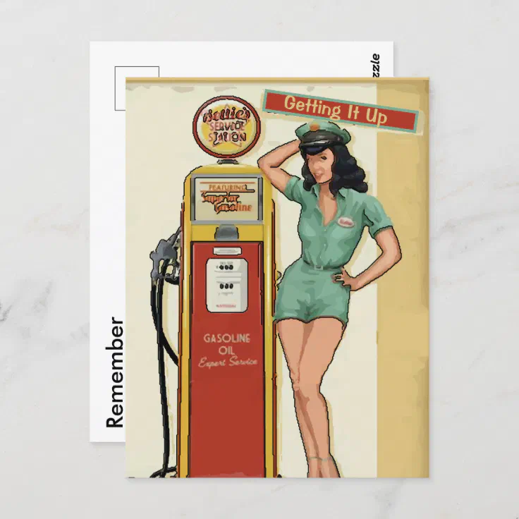 Vintage Gas Station, edit text Postcard | Zazzle
