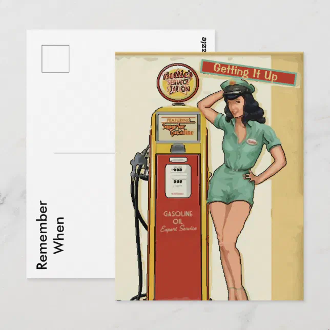 Vintage Gas Station, edit text Postcard | Zazzle