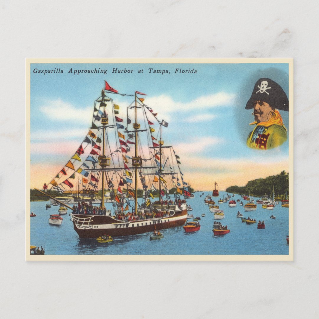 Vintage Gasparilla pirate ship Postcard | Zazzle