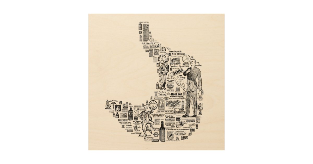 Vintage Gastroenterology Advertisement-filled Stom Wood Wall Art | Zazzle