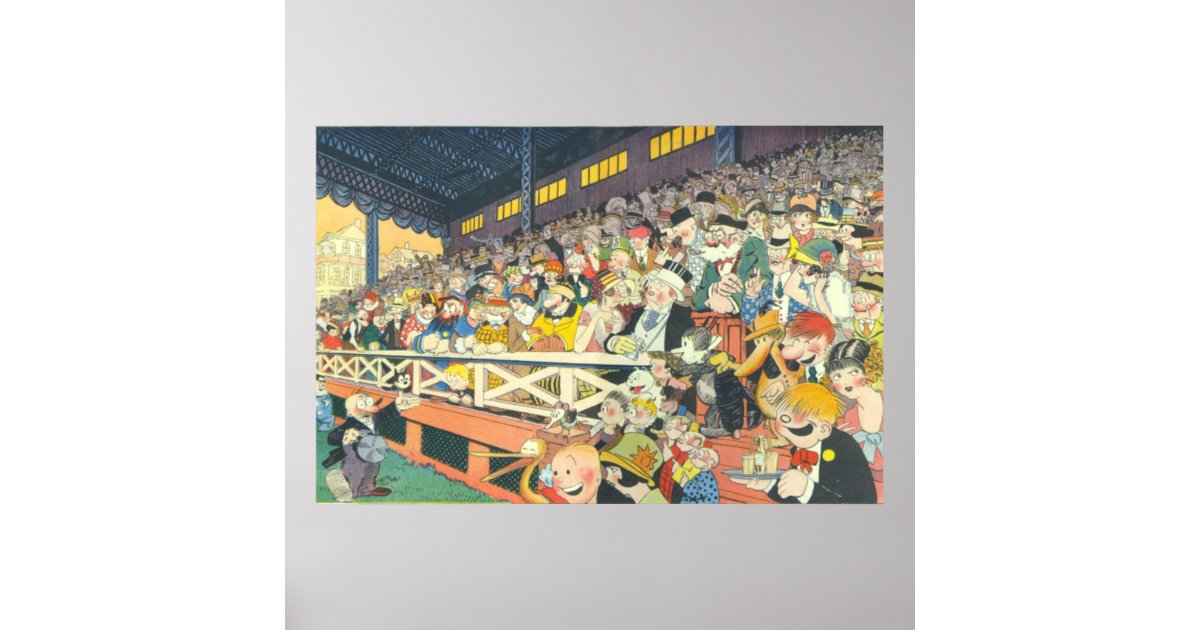 Vintage "Gathered in the Bleachers" Cartoon Print | Zazzle