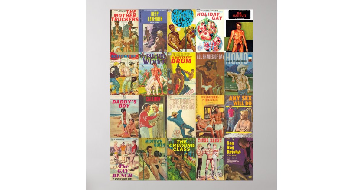 Vintage Gay Pulp Fiction Collage Version 2 Poster Zazzle