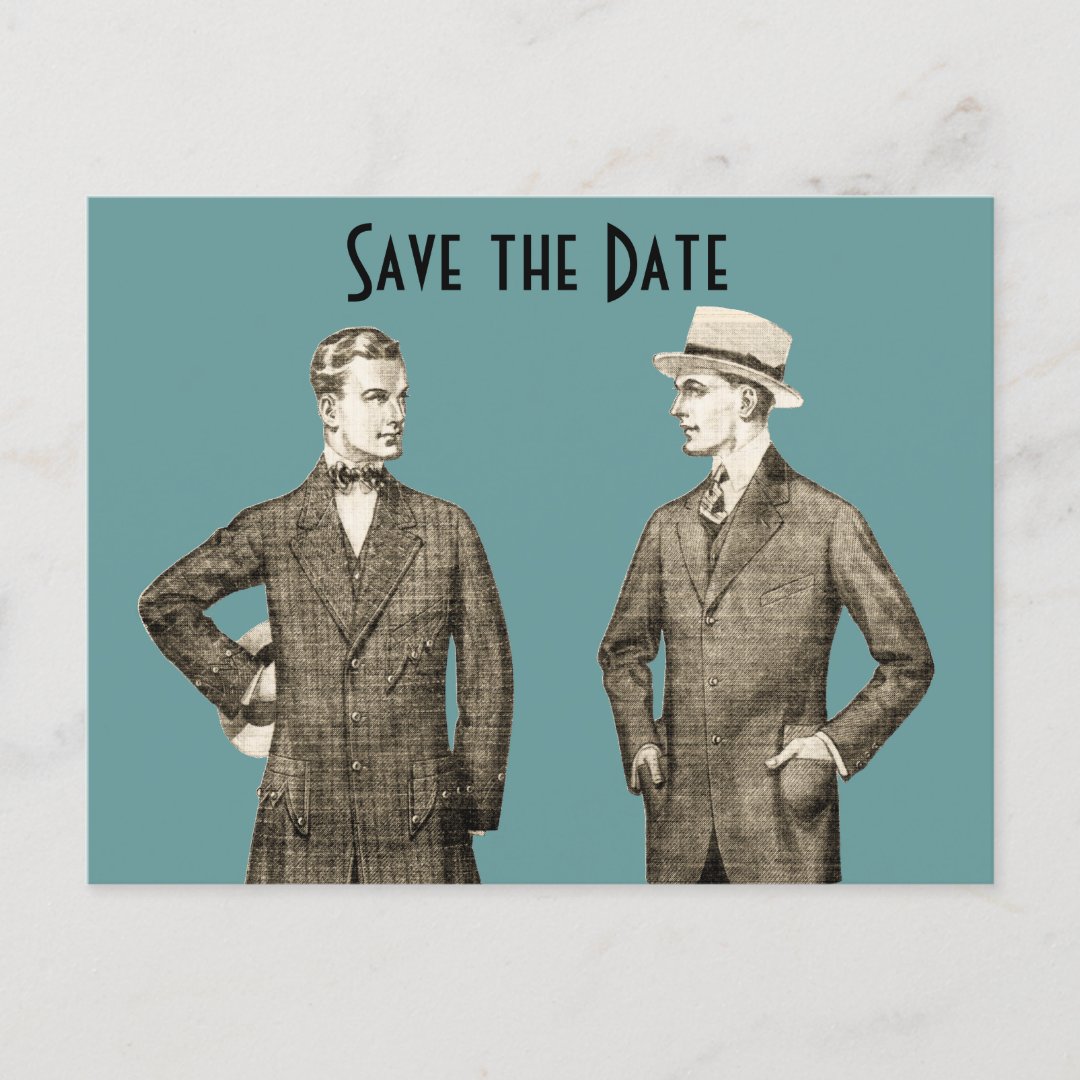 Vintage Gay Save the Date Announcement Postcard | Zazzle