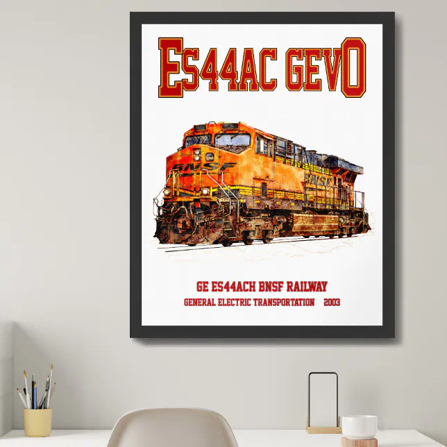 Vintage GE ES44AC GEVO Diesel Locomotive Framed Art | Zazzle