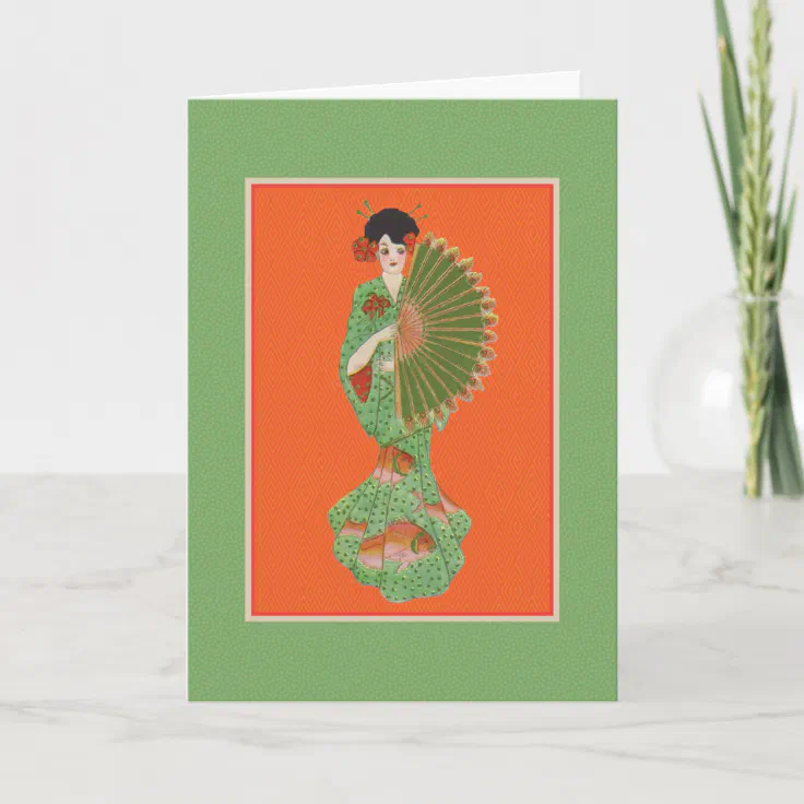 Vintage Geisha in Kimono Birthday Card | Zazzle