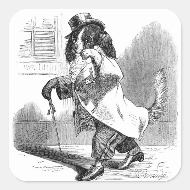 Vintage Gentleman Dog Stickers | Zazzle
