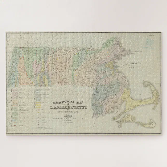 Vintage Geological Map of Massachusetts (1841) Jigsaw Puzzle | Zazzle