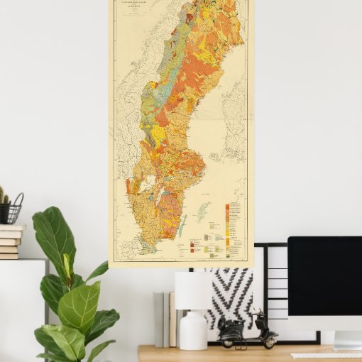 Vintage Geological Map of Sweden (1910) Poster | Zazzle
