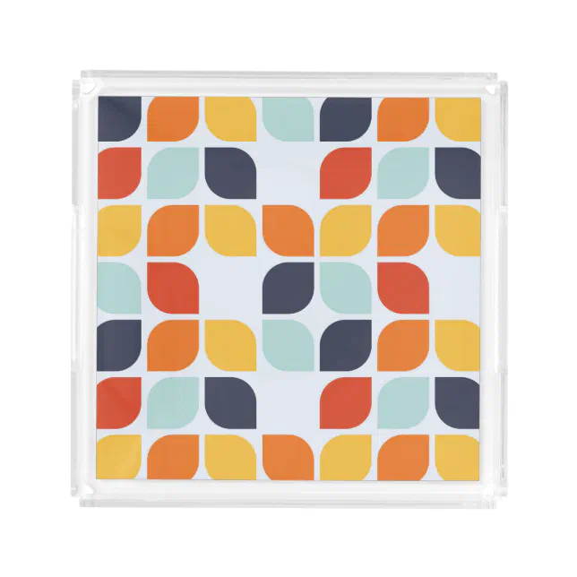 Vintage Geometric Pattern Acrylic Tray | Zazzle