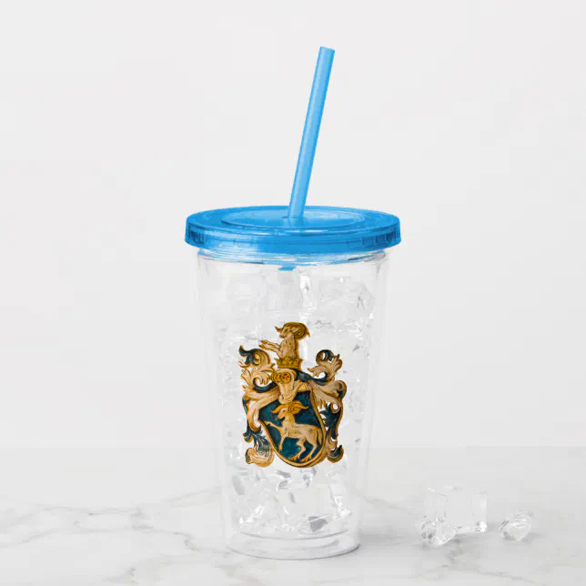 Vintage German Blue and Gold Aries Coat of Arms Acrylic Tumbler | Zazzle