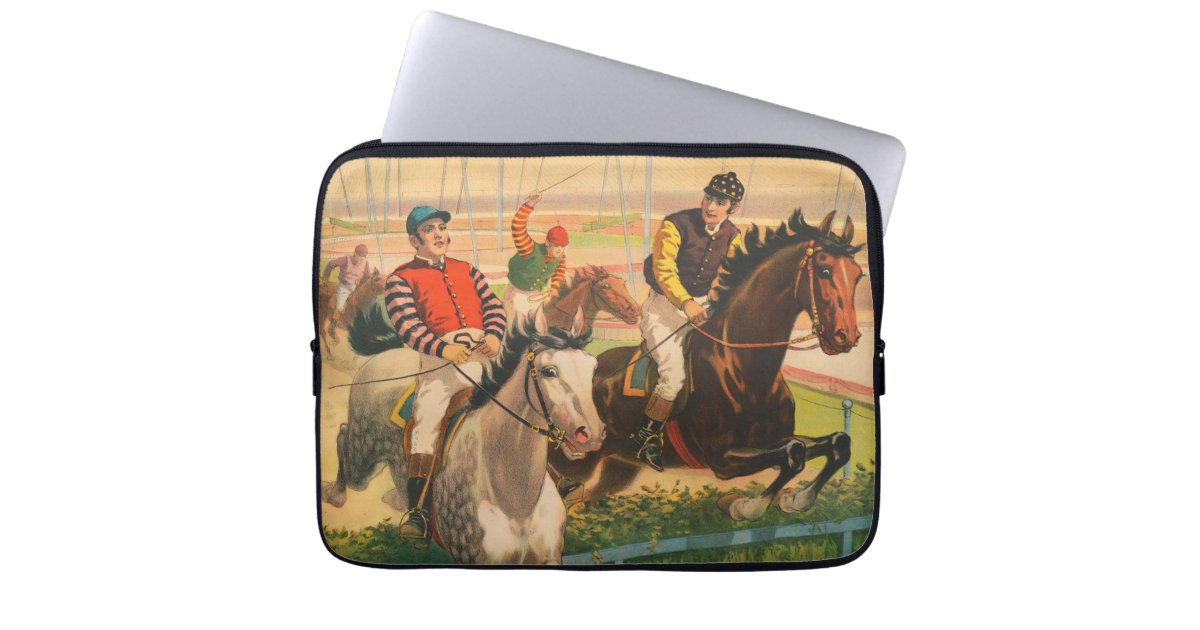 Vintage German Circus Poster Of Jockeys On Horses Laptop Sleeve | Zazzle