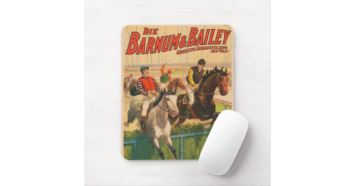 Vintage German Circus Poster Of Jockeys On Horses Mouse Pad | Zazzle