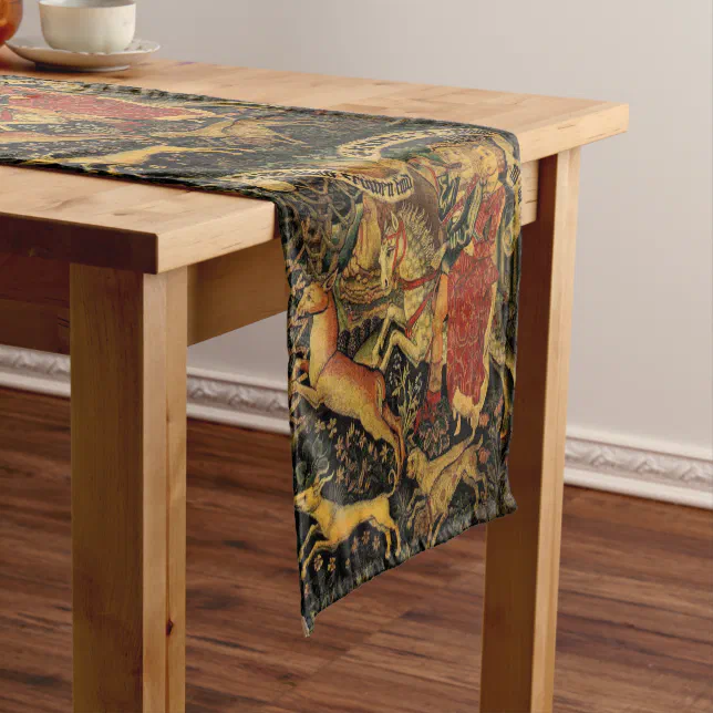 Vintage German Medieval Renaissance Love Hunting Short Table Runner ...