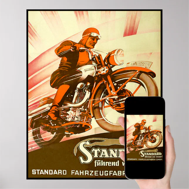 Vintage German Motorcycle Advertisement Poster | Zazzle