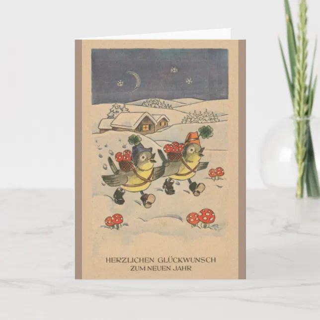 Vintage German New Year Greeting Card | Zazzle