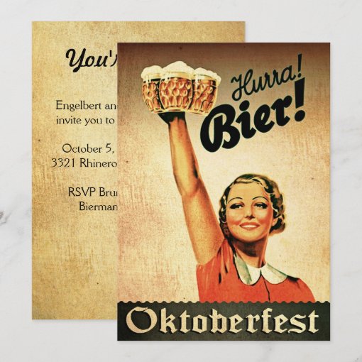 Vintage German Oktoberfest Custom Invitation | Zazzle