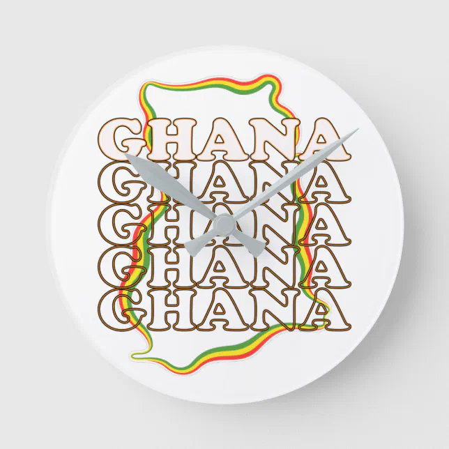 Vintage Ghana Country Map Souvenir Round Clock | Zazzle