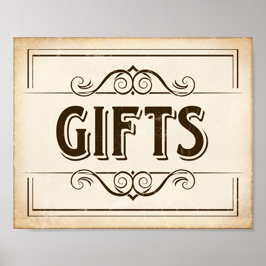 Vintage GIFTS Sign Print | Zazzle
