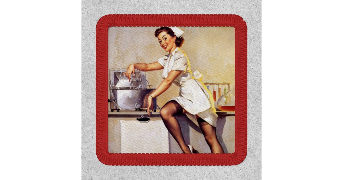 Vintage Gil Elvgren Retro Nurse Pin Up Girl Patch Zazzle