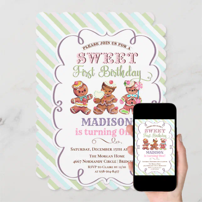 Vintage Gingerbread 1st Birthday Invitation | Zazzle